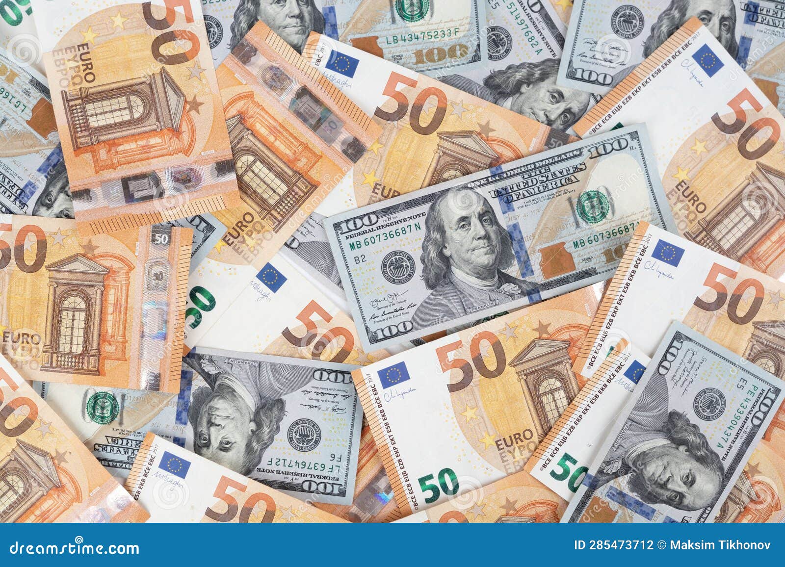Background from the Banknotes of Euro and Dollar. Stock Photo - Image ...