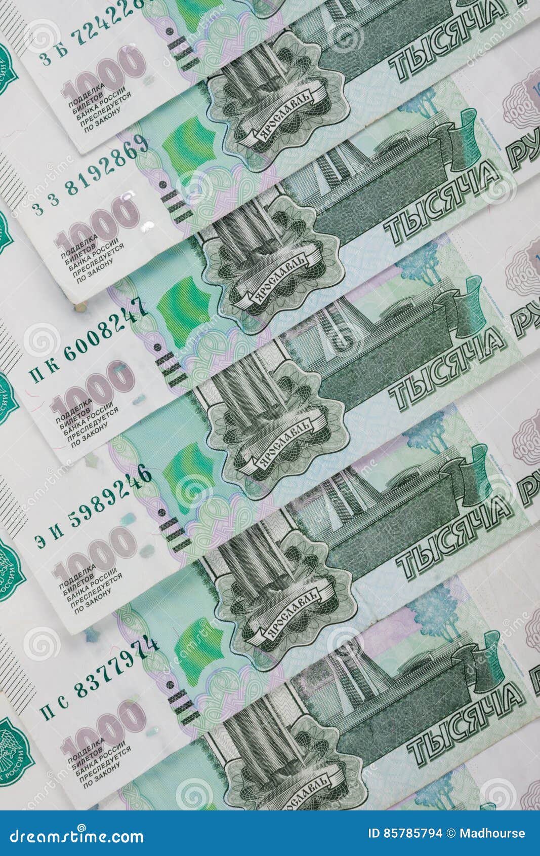 Background from Banknotes Russian Ruble Denomination One Thousand ...