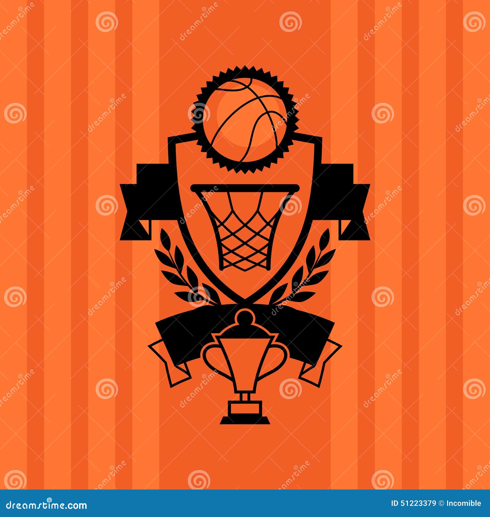 Background with Basketball, Ball, Hoop and Labels Stock Vector ...