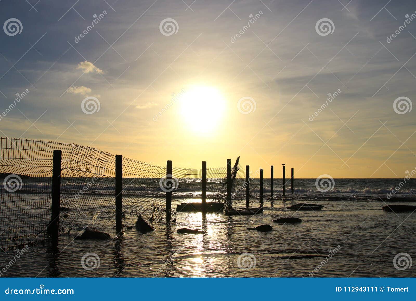 Background of Beach and Sea at Sunset Colors. Stock Image - Image of ...
