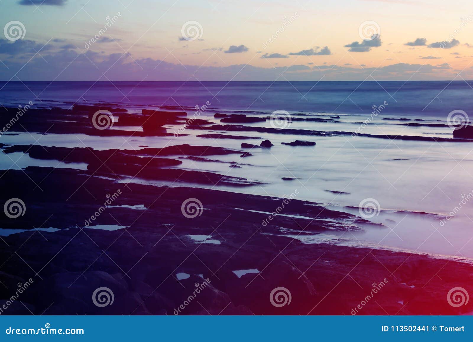 Background of Beach and Sea at Sunset Colors. Stock Image - Image of ...