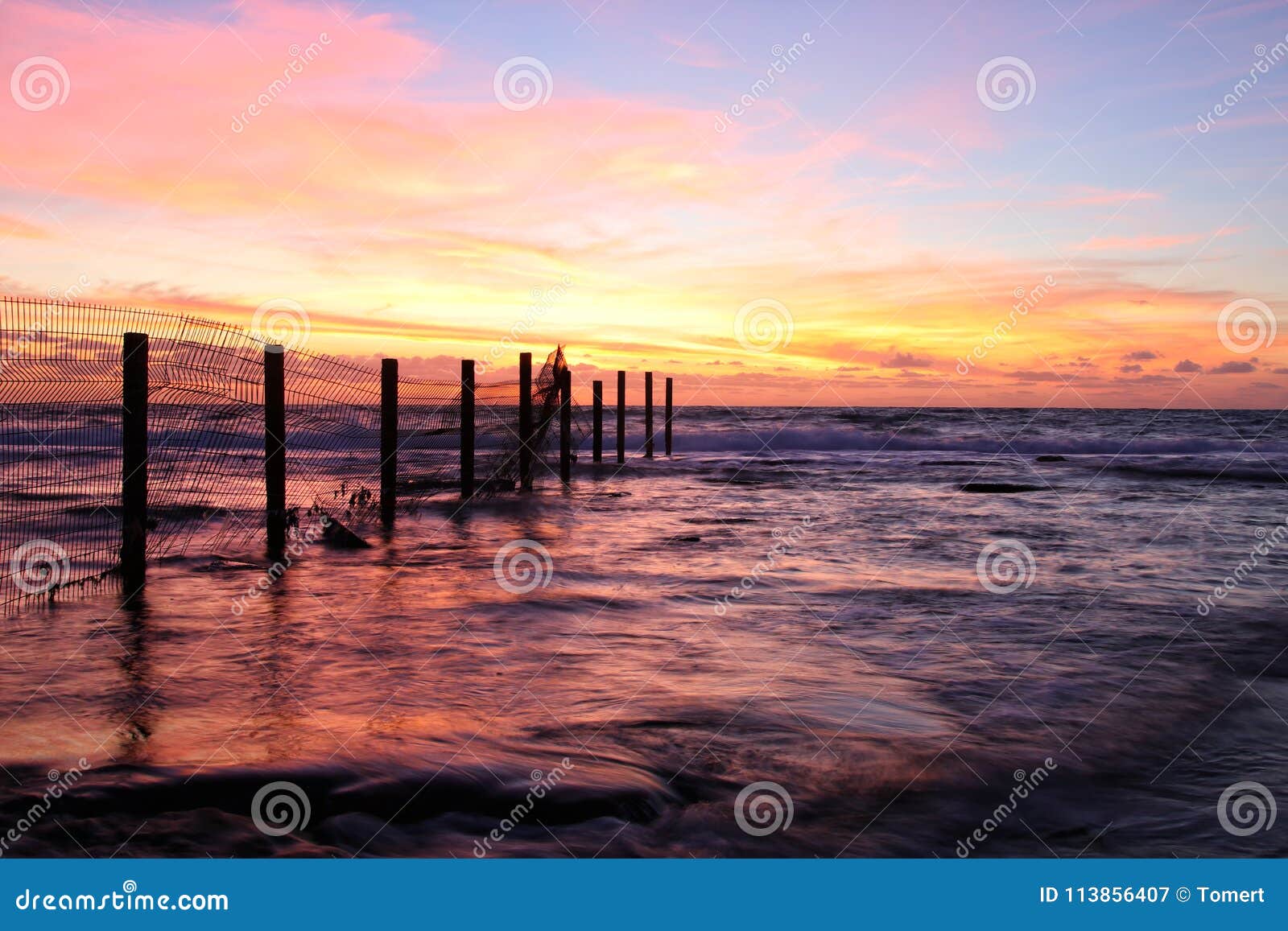 Background of Beach and Sea at Sunset Colors. Stock Image - Image of ...