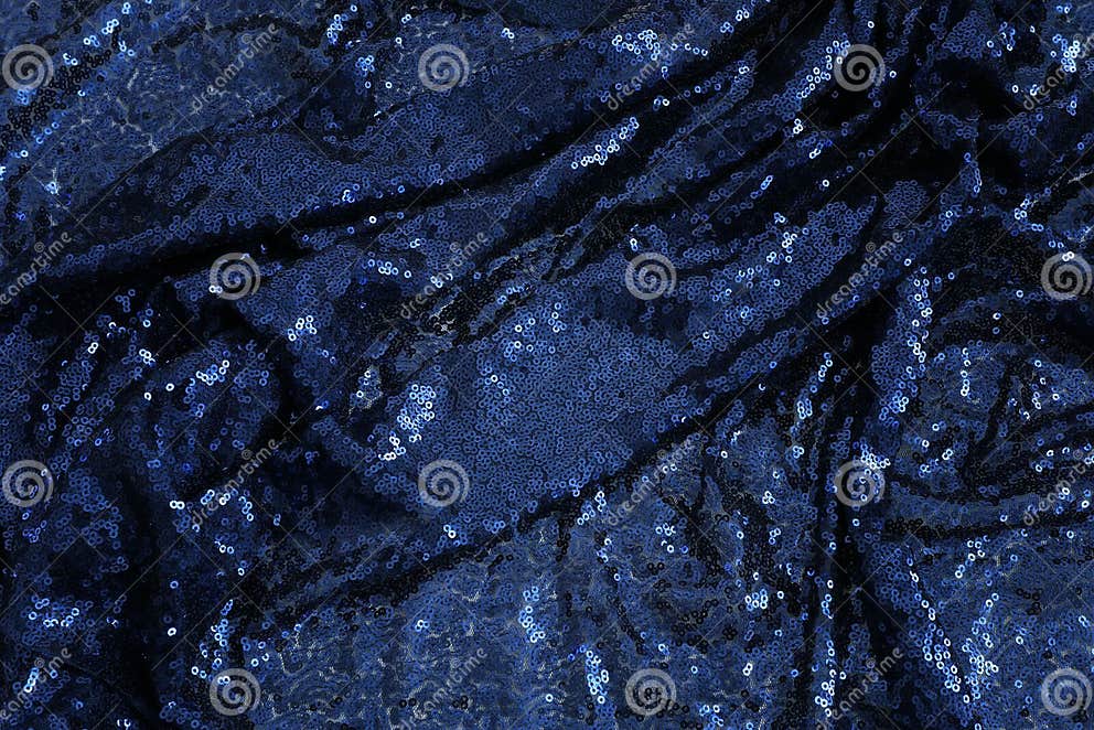 Background of Beautiful Dark Blue Sequins Fabric Stock Photo - Image of ...