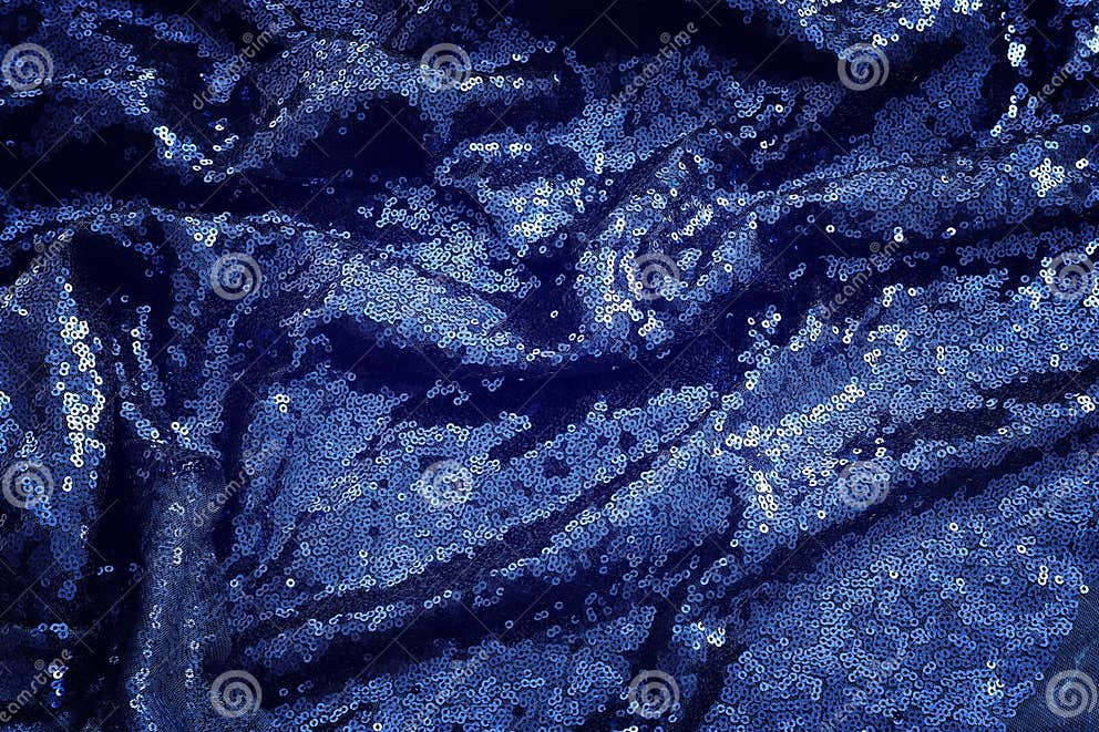 Background of Beautiful Dark Blue Sequins Fabric Stock Photo - Image of ...
