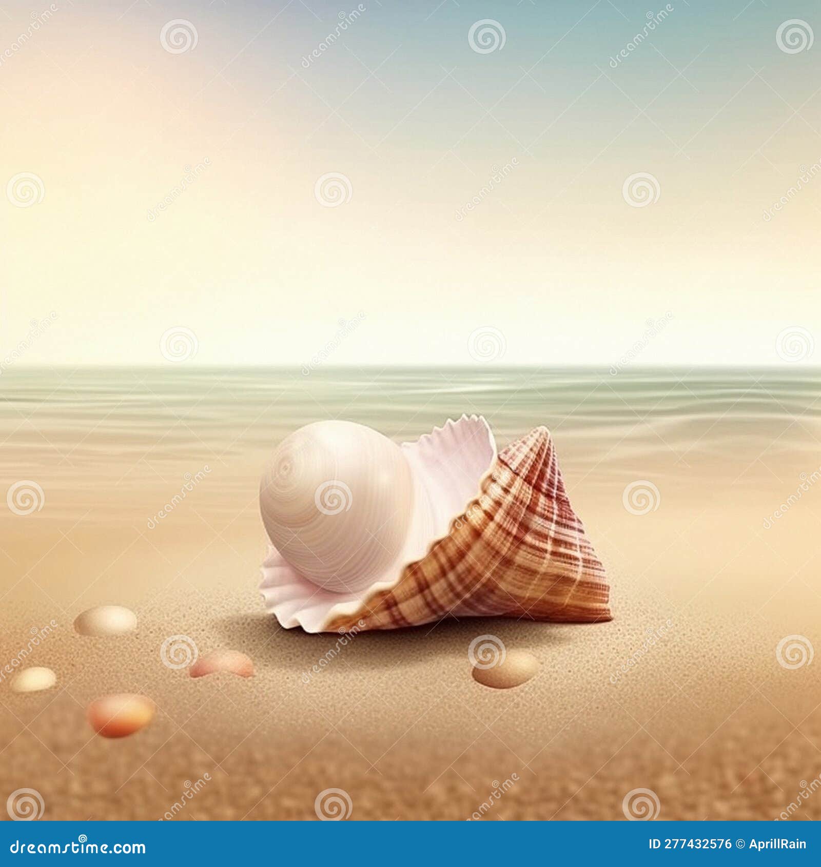 Background with a Beautiful Shell on the Beach Stock Illustration ...