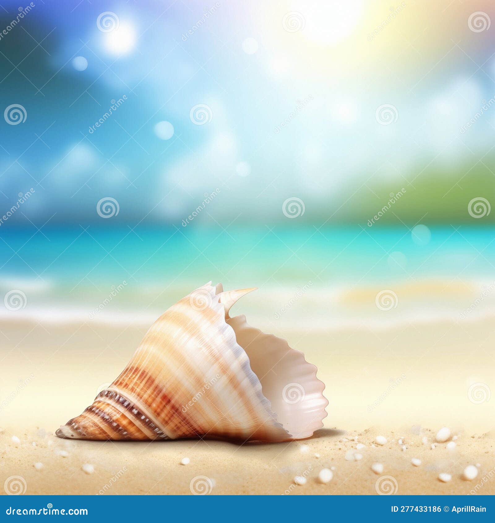 Background with a Beautiful Shell on the Beach Stock Illustration ...