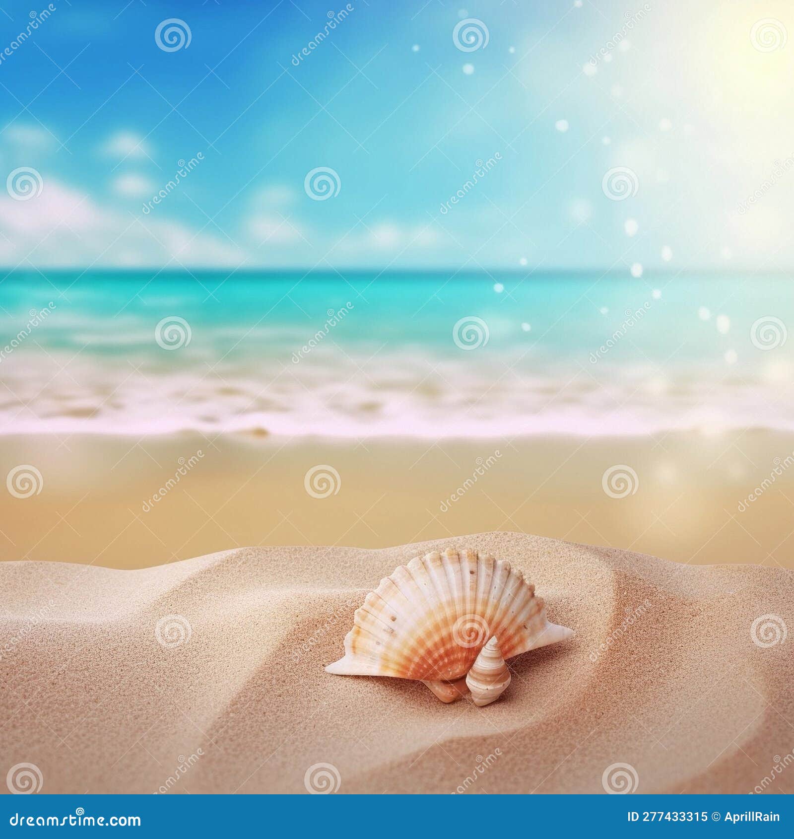 Background with a Beautiful Shell on the Beach Stock Illustration ...