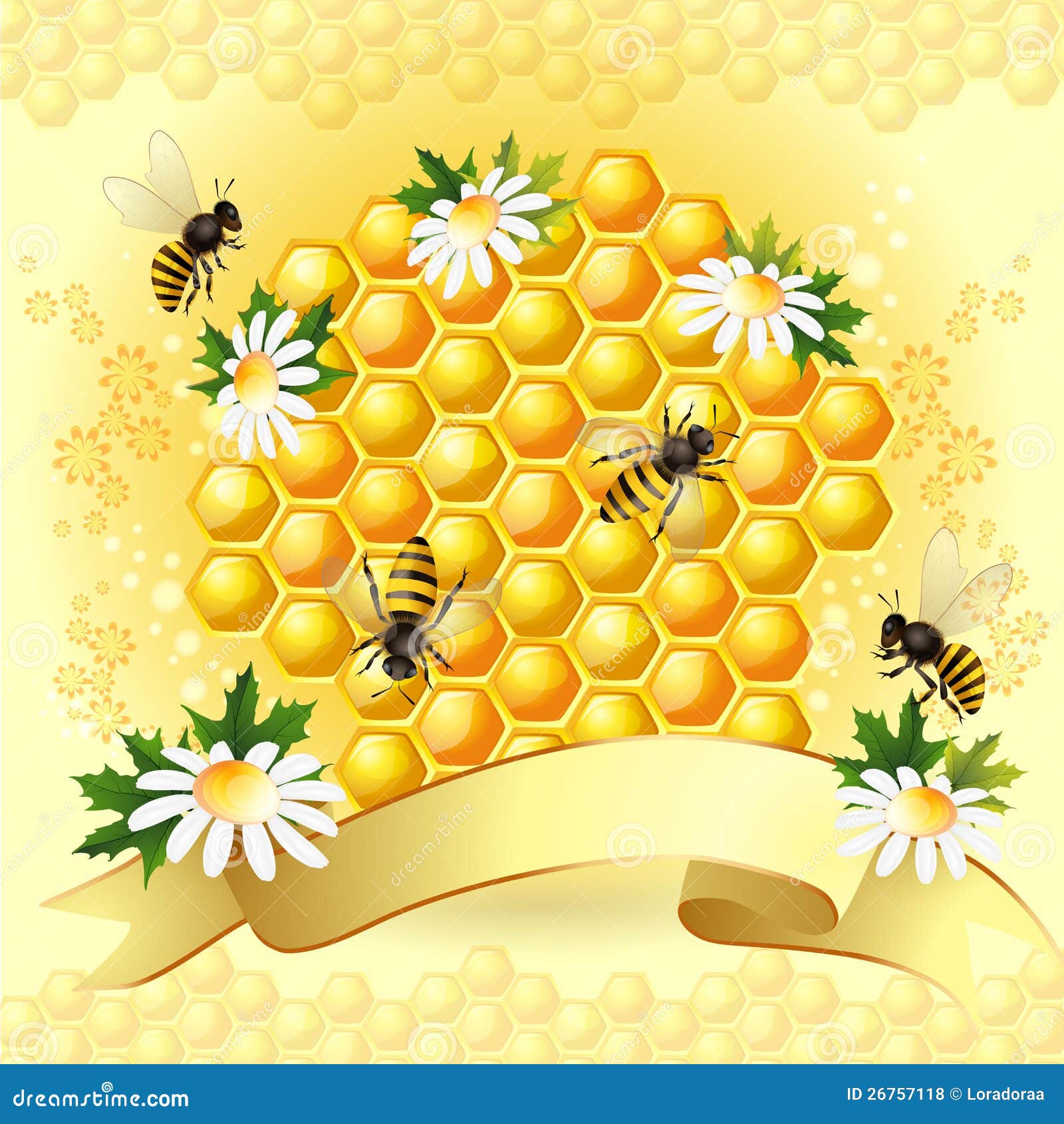 Background with bees stock illustration. Illustration of gorgeous ...