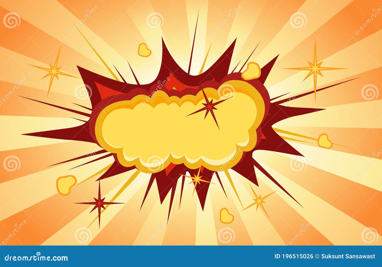 Boom Explosion Word On Magnifying Glass And Human Brain Stock Photo ...