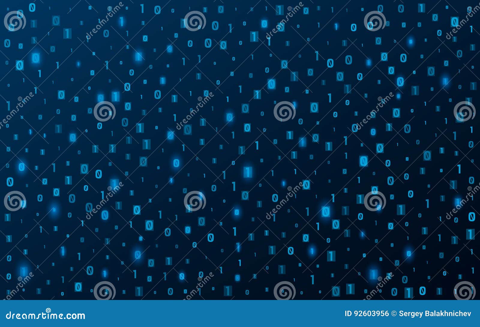 Background from Binary Code. the Glowing Figures are Blue. Hi-tech and Programming. Vector ...