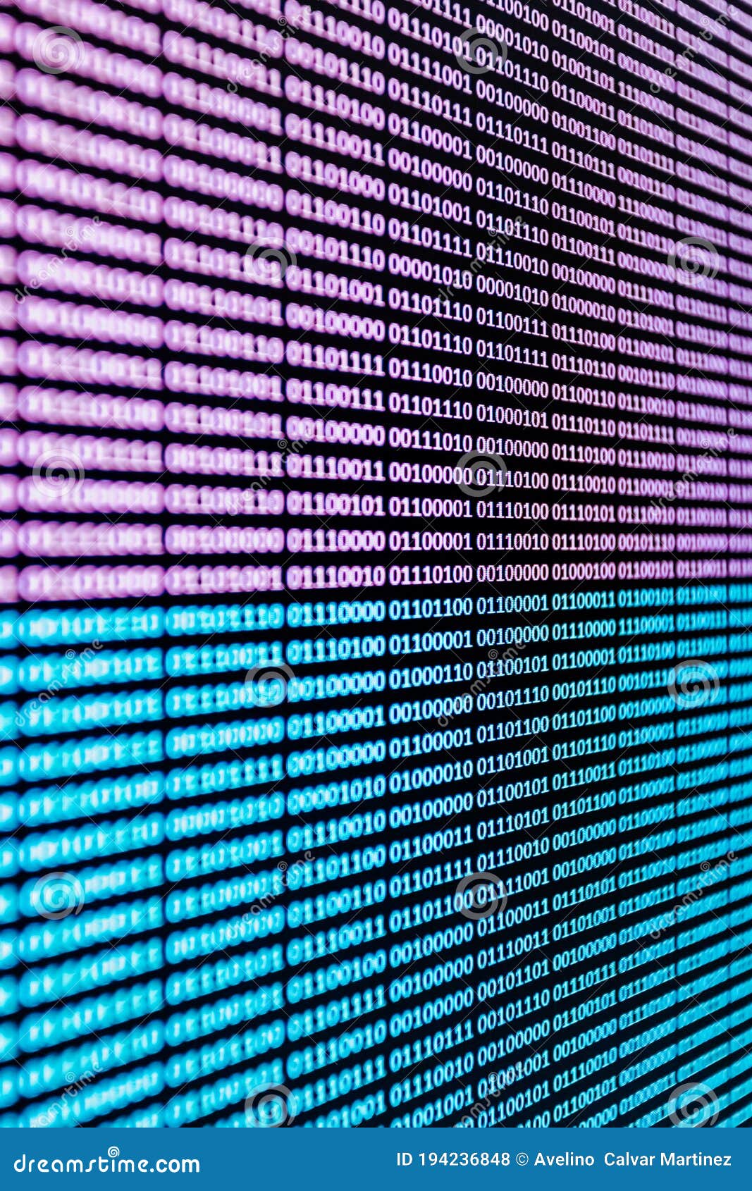 Background with Binary Language Over a Screen Colored Pink and Blue ...