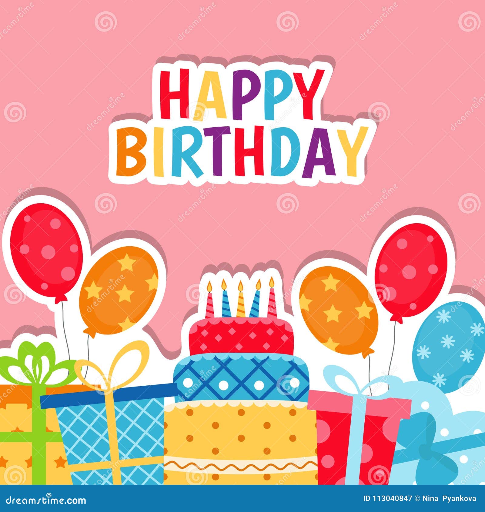 Background with Birthday Icons Set Stock Vector - Illustration of ...