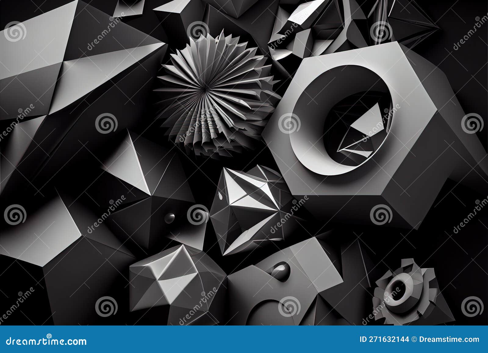 Background of Black Abstract 3d Shapes. Generative AI Stock ...