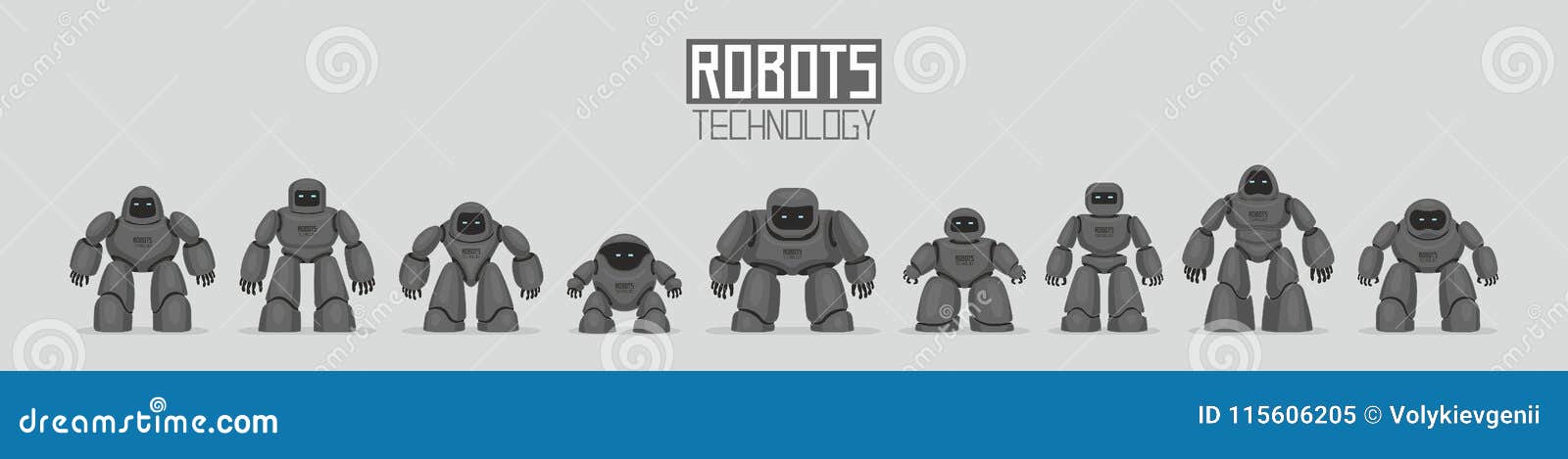 Background of Black Different Robots Stock Vector - Illustration of ...