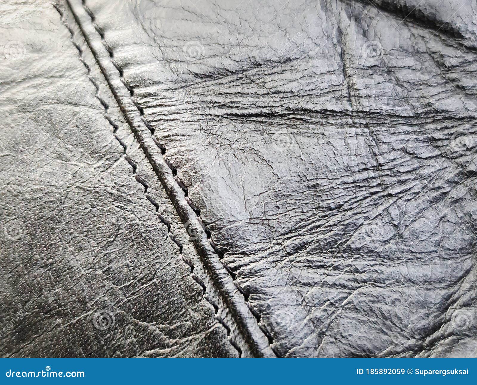 Background of Black Stitched Leather Texture Stock Image - Image of ...