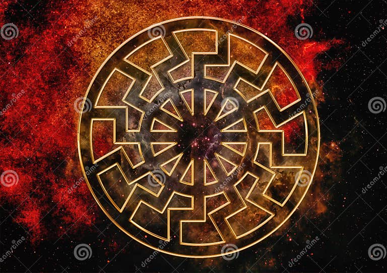 Background with the Black Sun Symbol Stock Illustration - Illustration ...