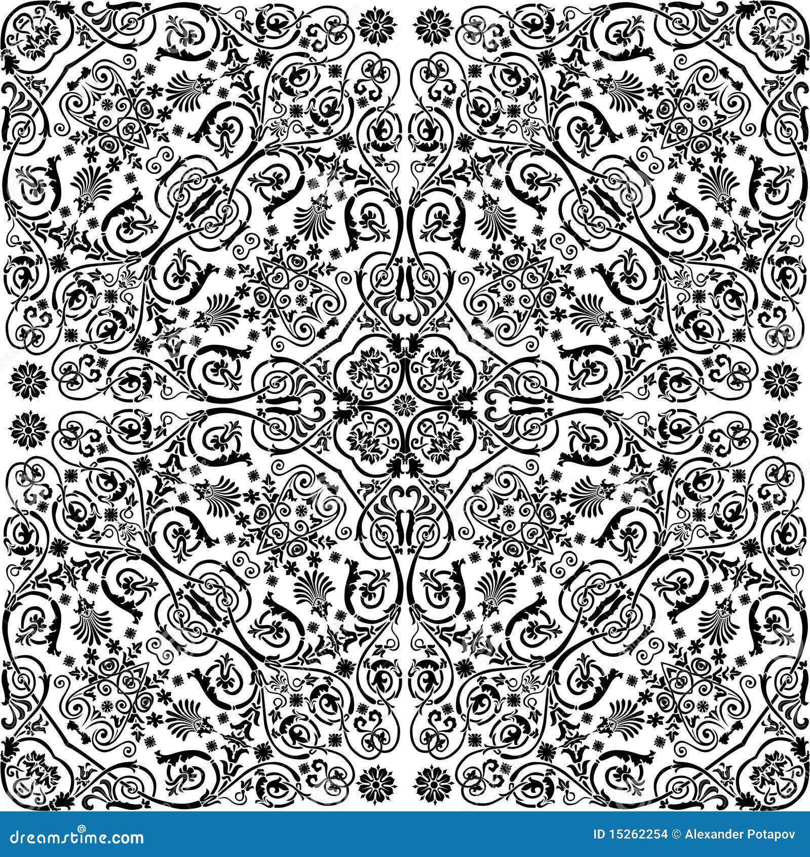 Background with Black Traditional Pattern Stock Vector - Illustration ...