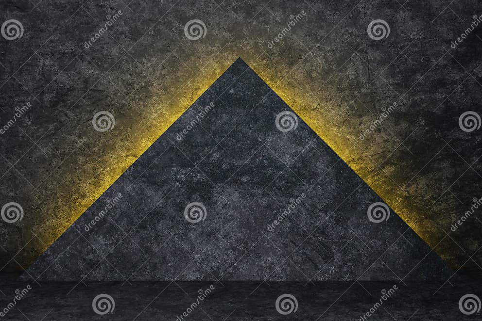 Background Black Triangle with Yellow Backlight Stock Illustration ...