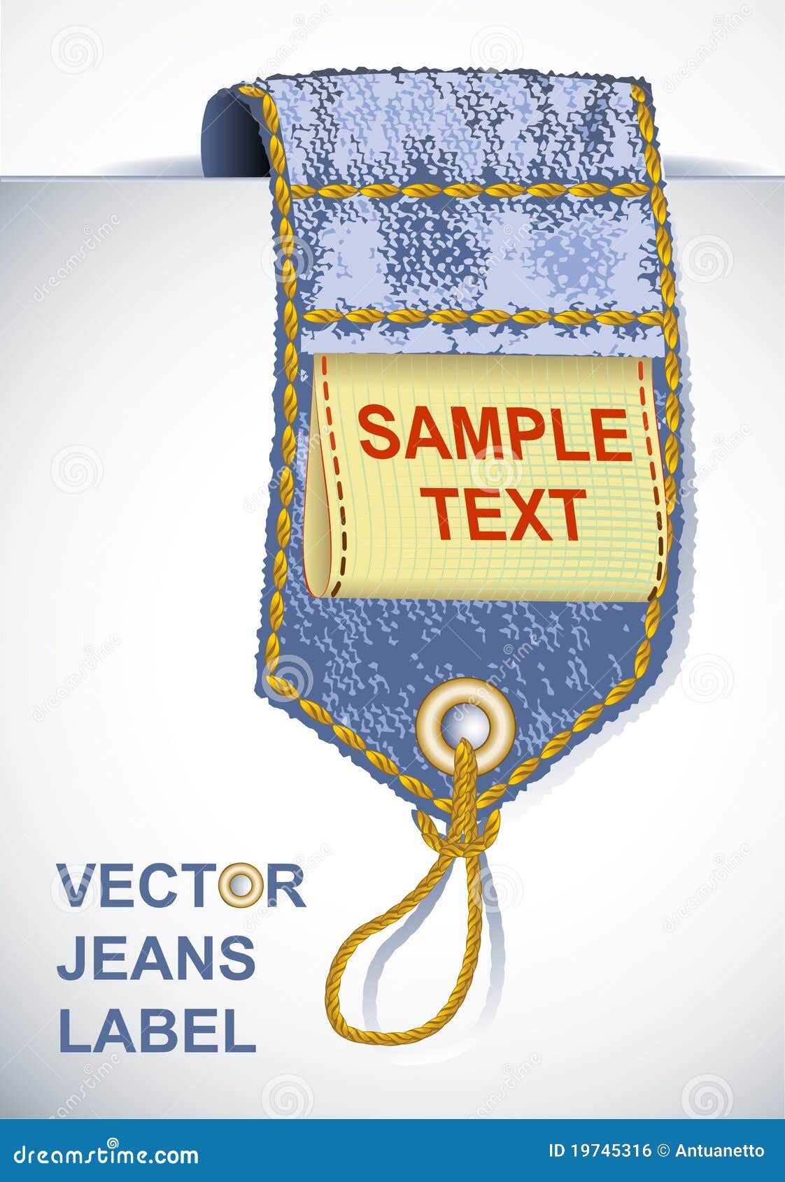 Jeanstag Sticker Engraved Brown Leather Label On Jeans Afbeelding Door