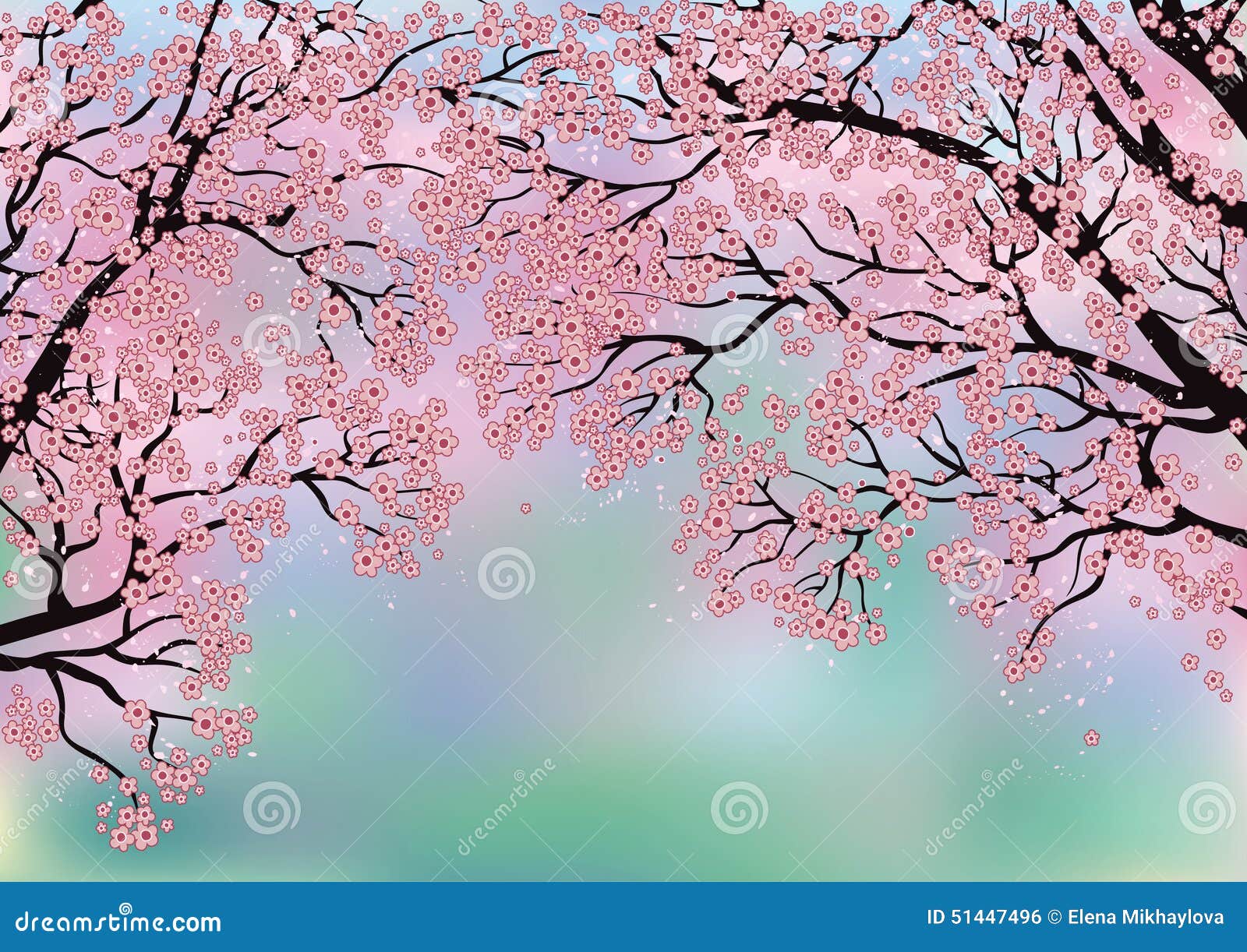 Background with Blossoming Trees Stock Vector - Illustration of ...