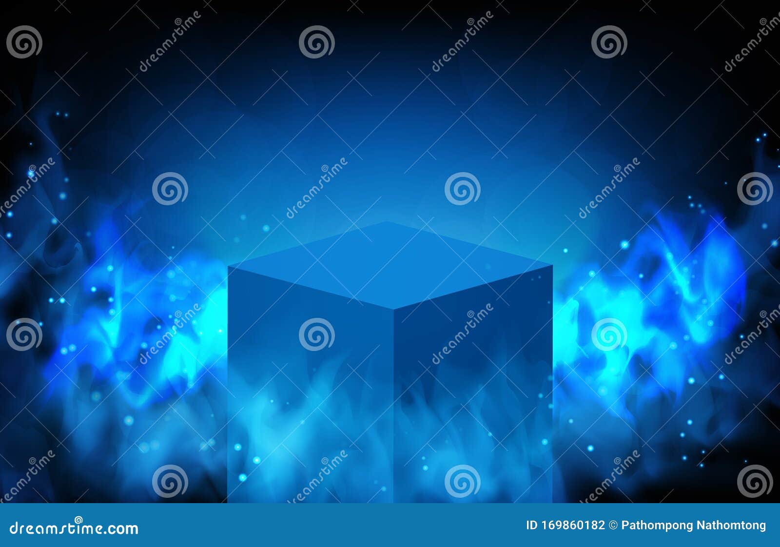 Background of Blue Box and Glowing Smoke Stock Illustration ...