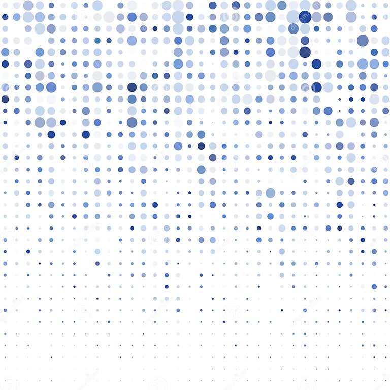 The Background of Blue Dots of Different Sizes on White. Stock Vector ...