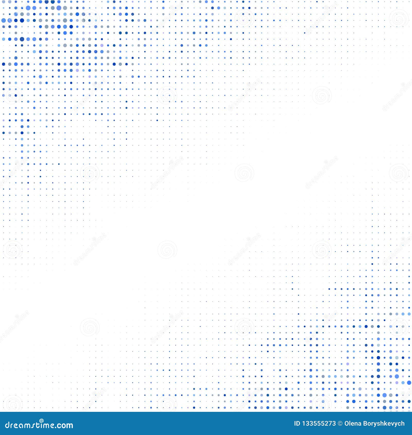 The Background of Blue Dots of Different Sizes on White. Stock Vector ...