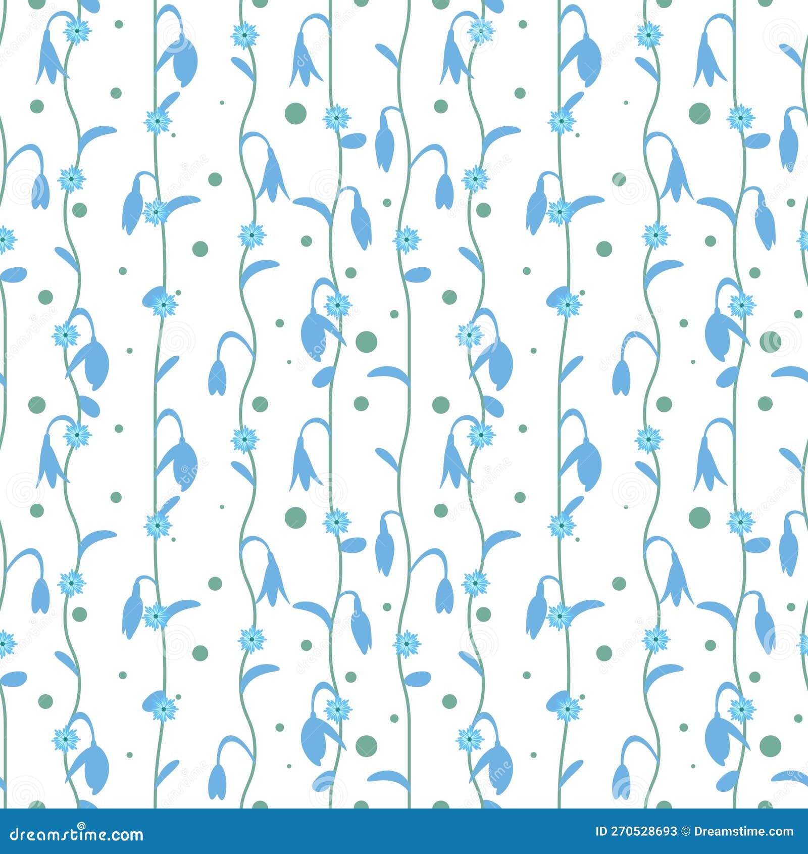 Background with Blue Flowers. Vector Seamless Pattern. Stock Vector ...