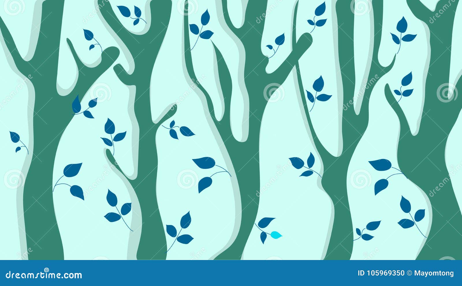 Background Blue Forest Tree Stock Vector - Illustration of blue ...