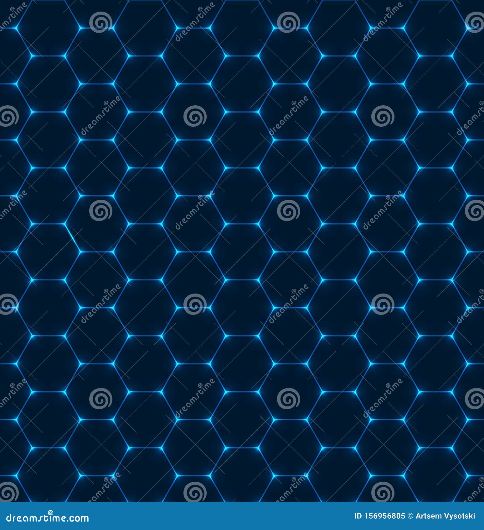 Background with Blue Hexagon Texture with Glow Effect. Vector Stock ...