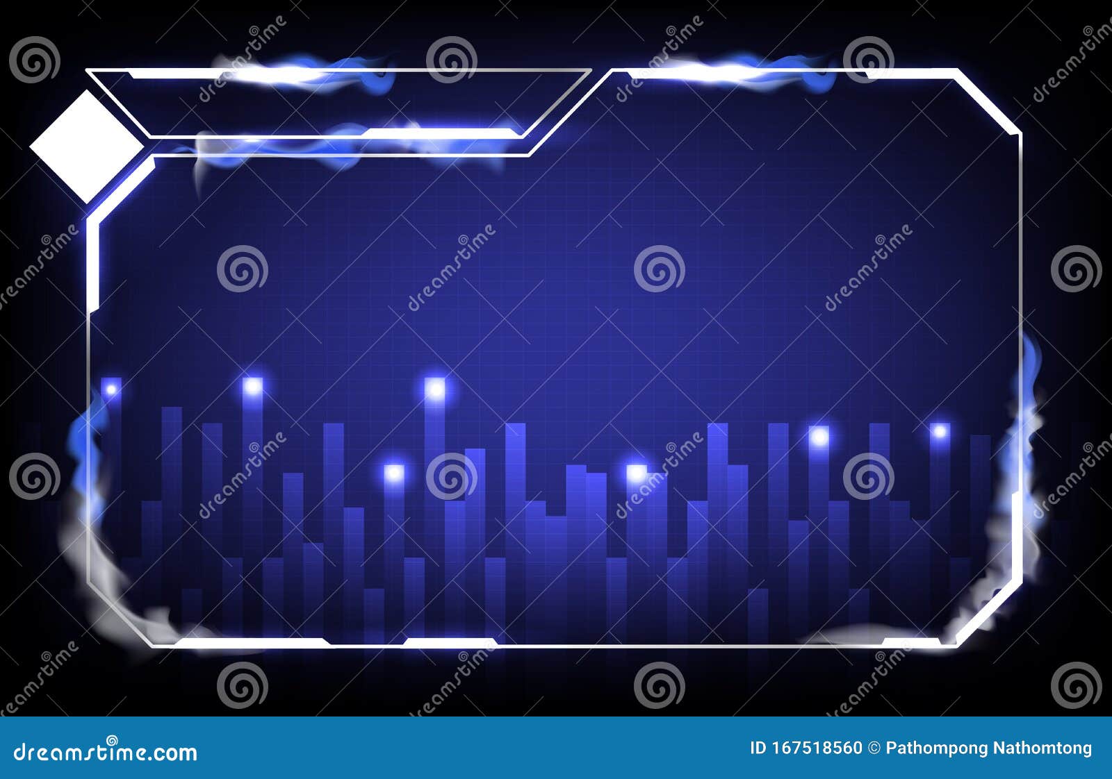 Background of Blue Neon Hud Ui with Smoke Particle Stock Illustration ...