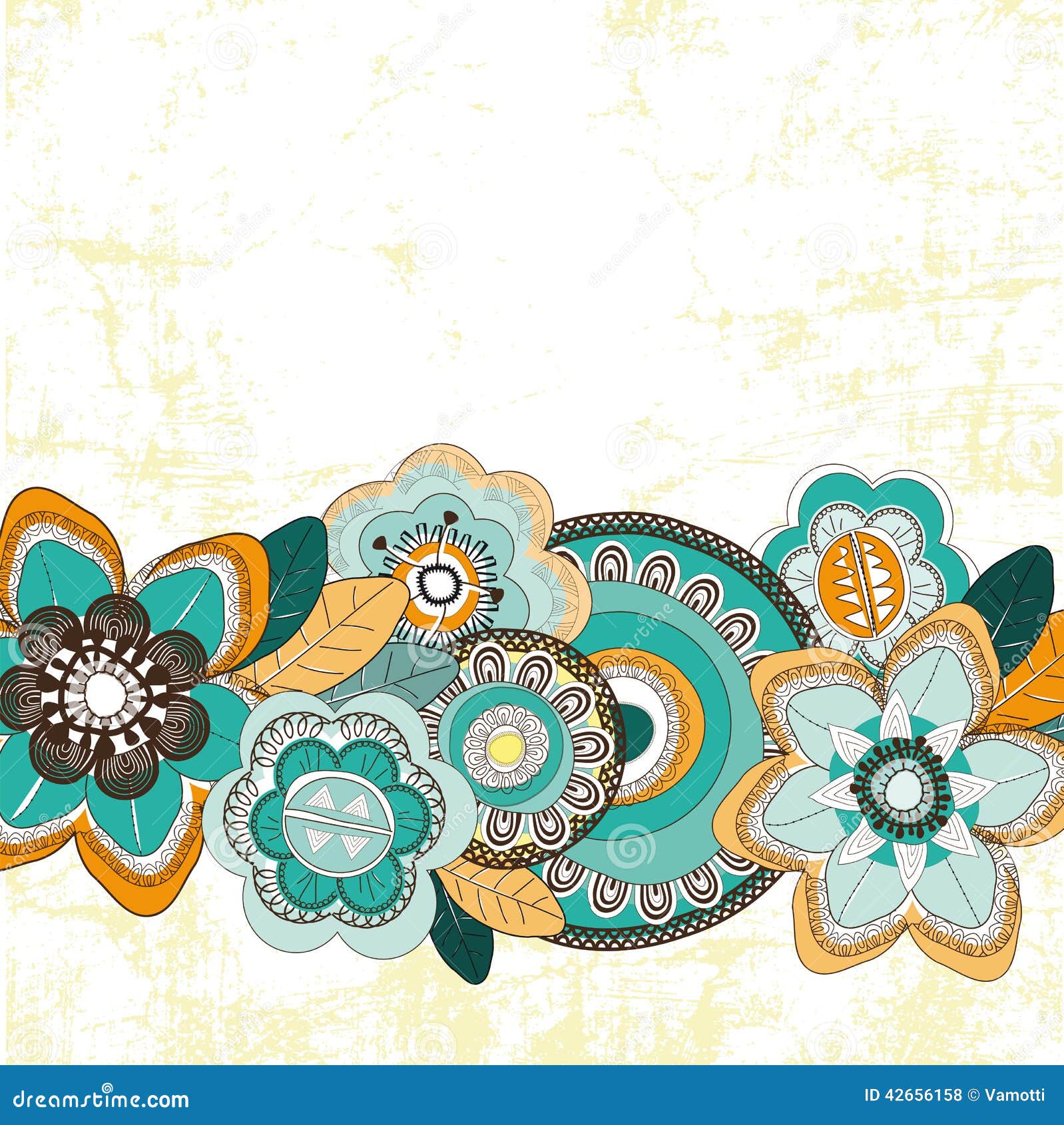 Background with Blue an Orange Flowers Stock Vector - Illustration of ...