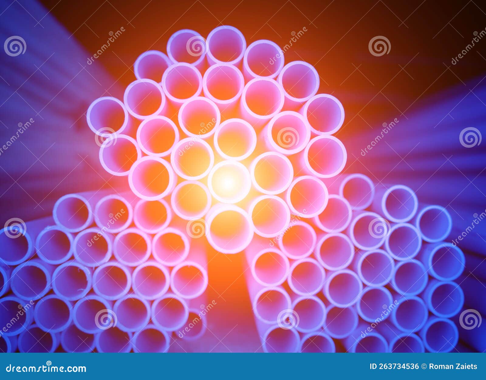 Background of the Blue Plastic Pipes in Stacked Stock Photo - Image of ...