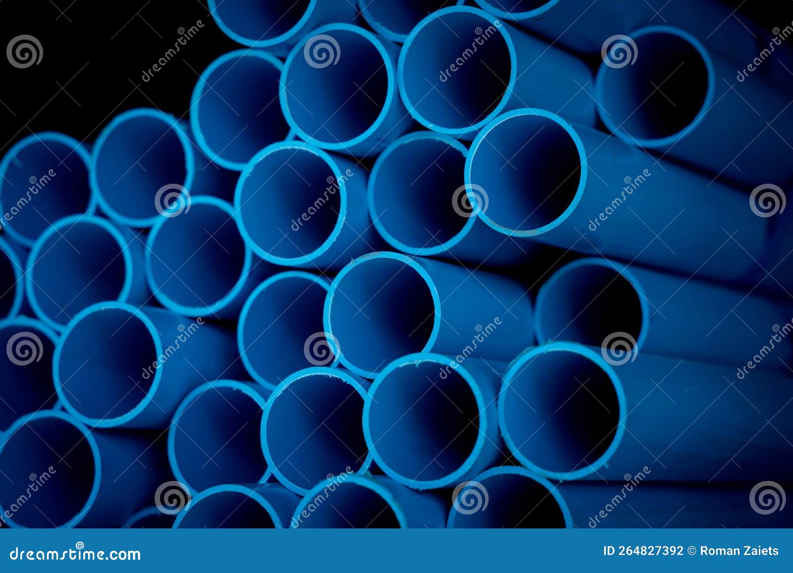 Background of the Blue Plastic Pipes in Stacked Stock Photo - Image of ...