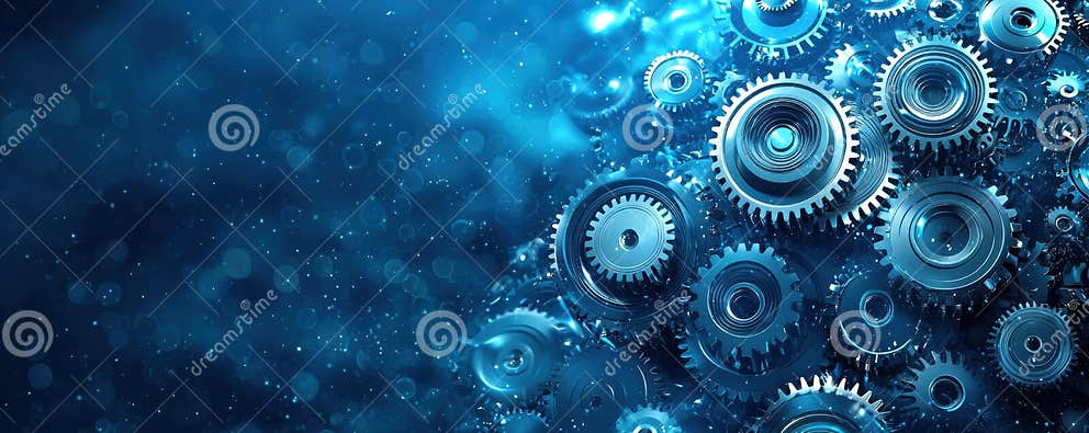 Background with Blue and Silver Gears Symbolizing Technology and ...
