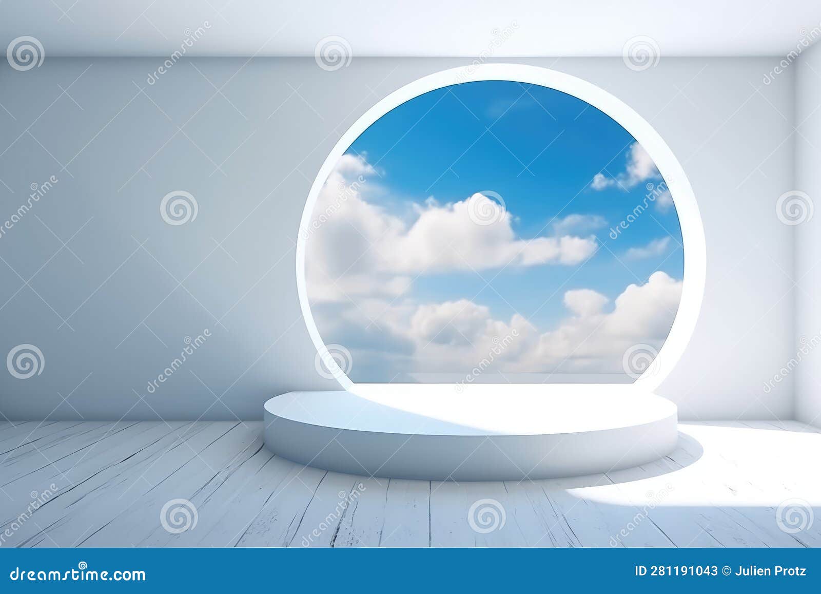 Background with Blue Sky Inside the Window, White Wall Stock ...