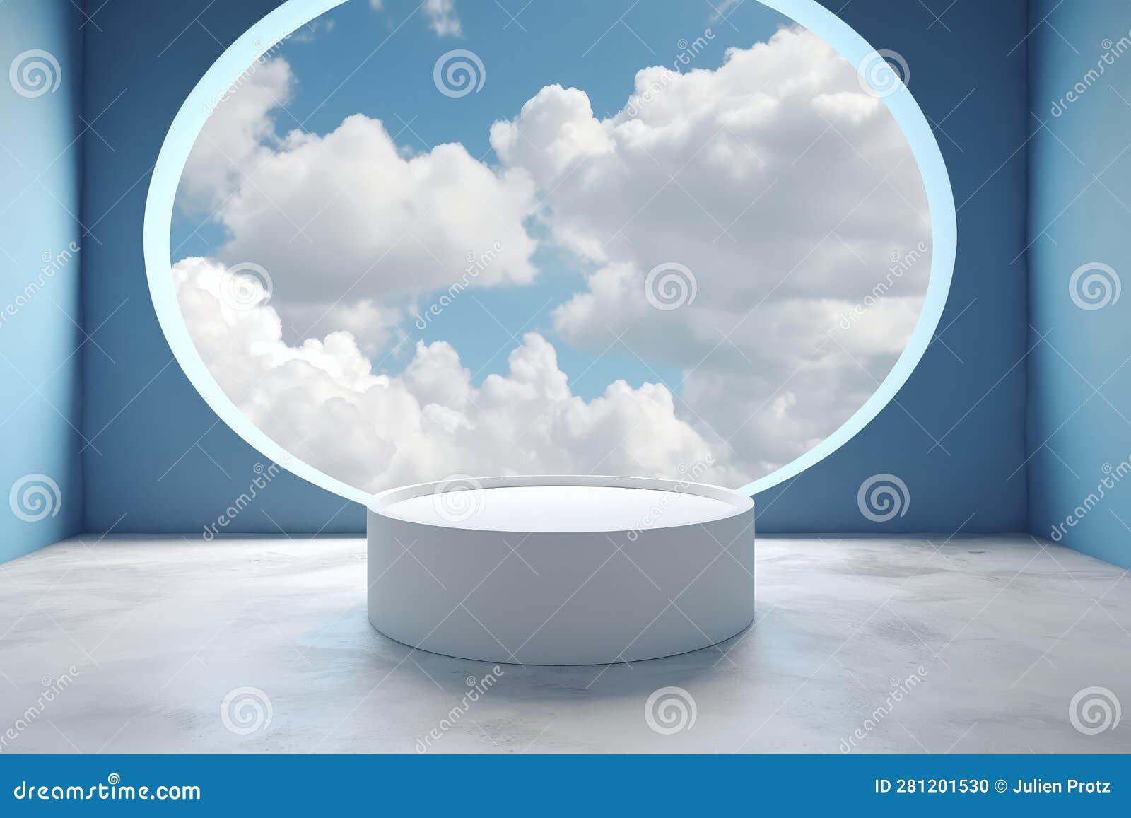 Abstract Background with Blue Sky Inside the Window, Light-blue Wall ...