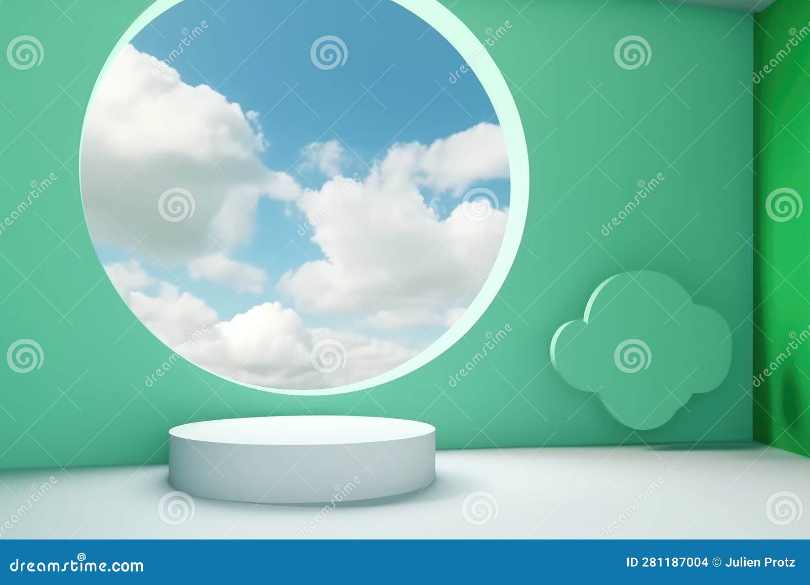 Background with Blue Sky Inside the Window, Turquoise Wall, AI Stock ...