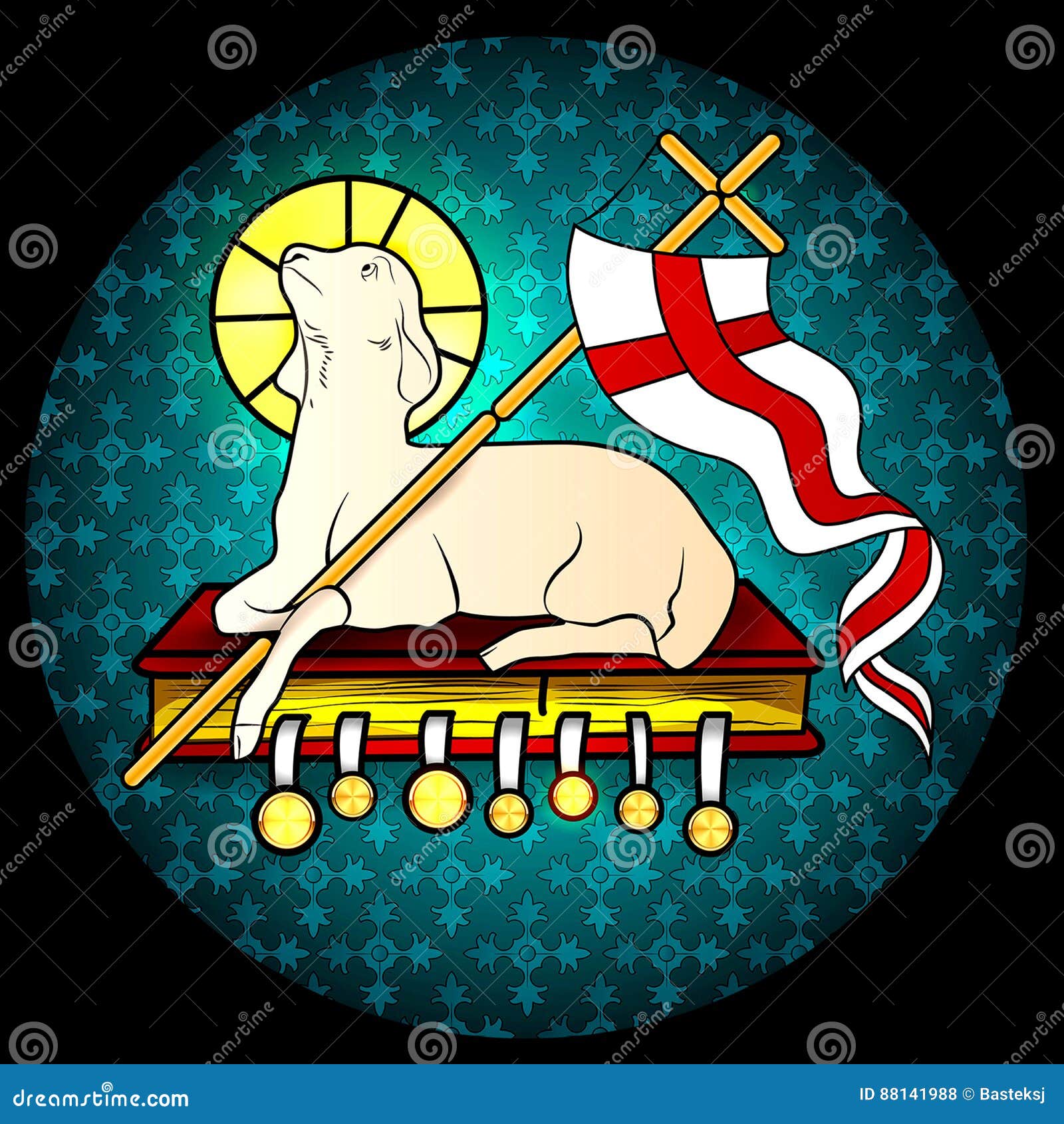 Lamb with Cross. Religion Symbol. Stock Vector - Illustration of prayer ...
