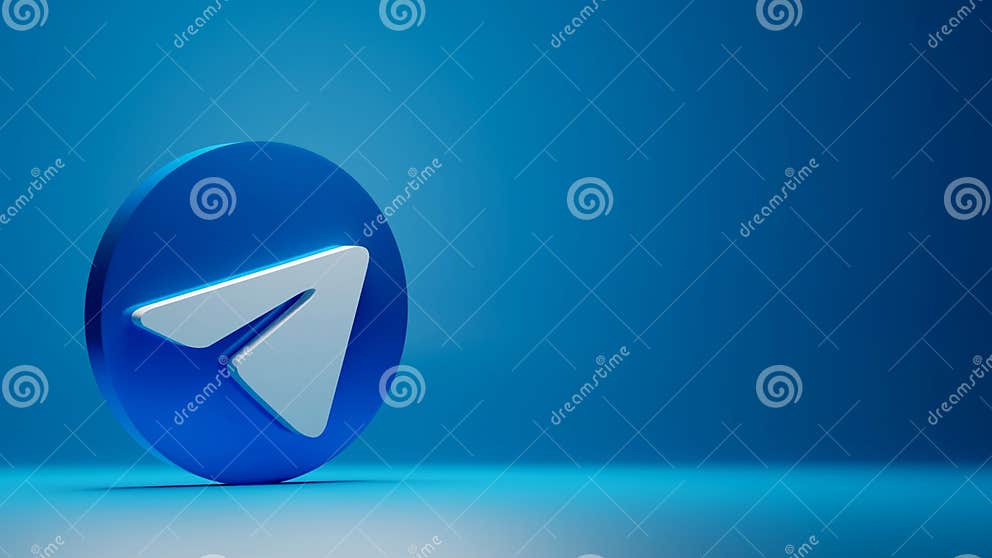 Background Blue with Telegram Icon 3d Rendering Editorial Photography ...