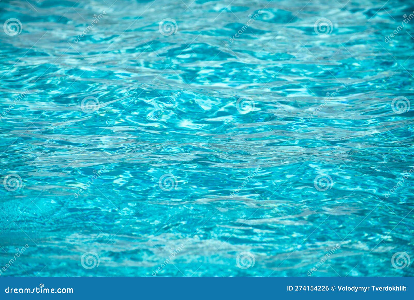 Background of Blue Water in Swimming Pool with Sun Reflection, Ripple ...