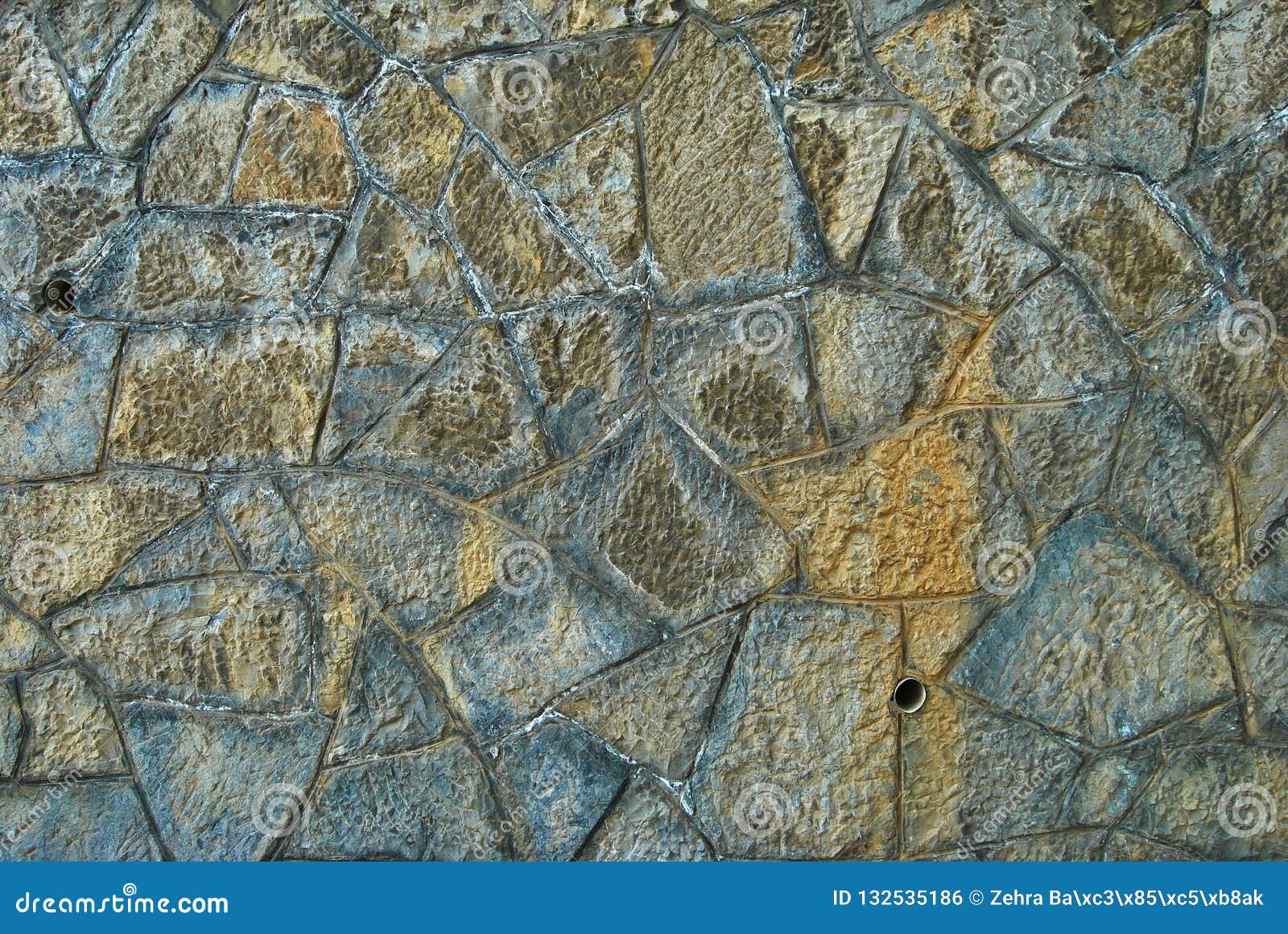 Fine Cut Blue and Yellow Stone Wall Stock Photo - Image of edifice ...