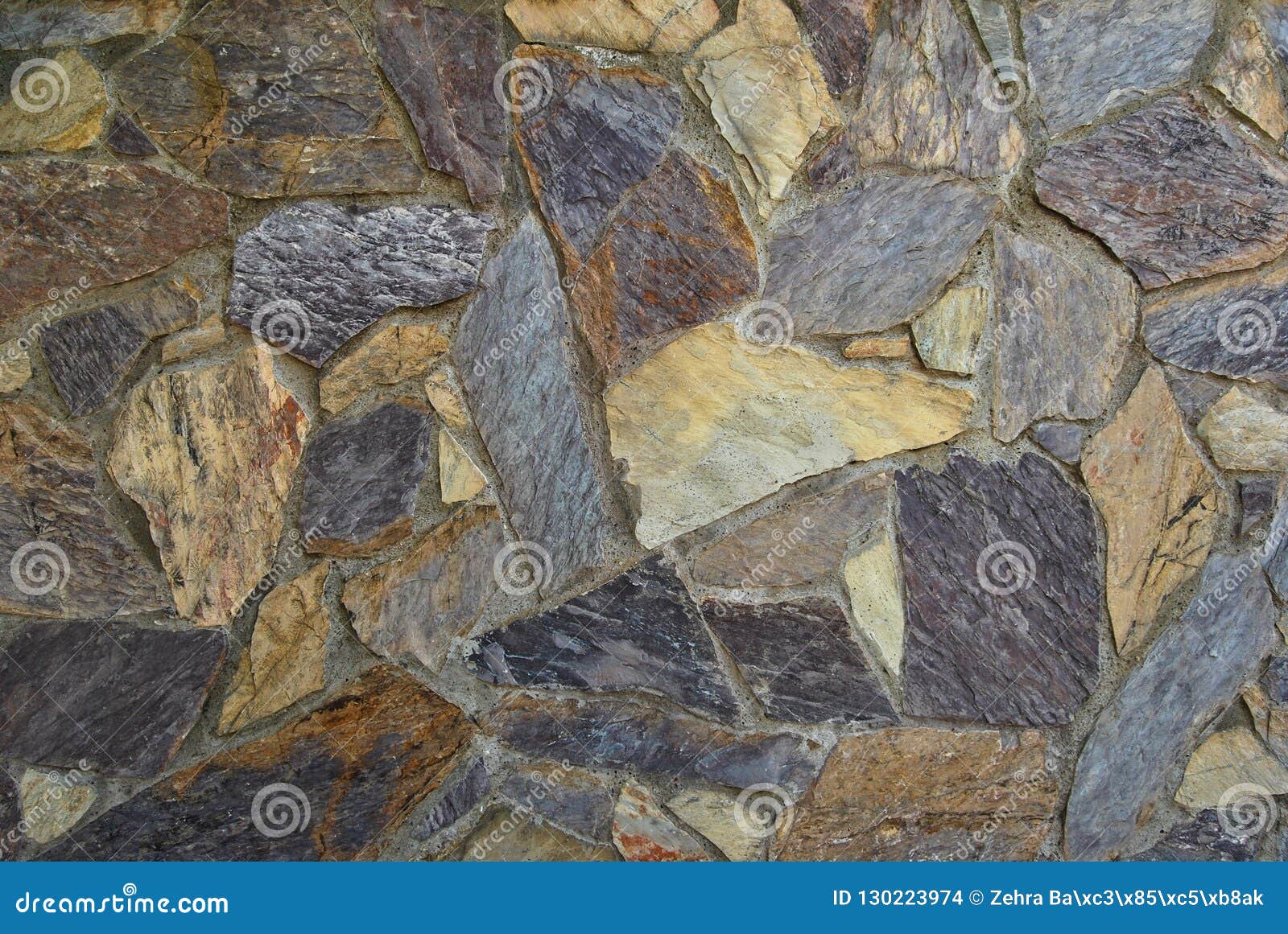 Fine Cut Blue and Yellow Stone Wall Stock Photo - Image of architecture ...