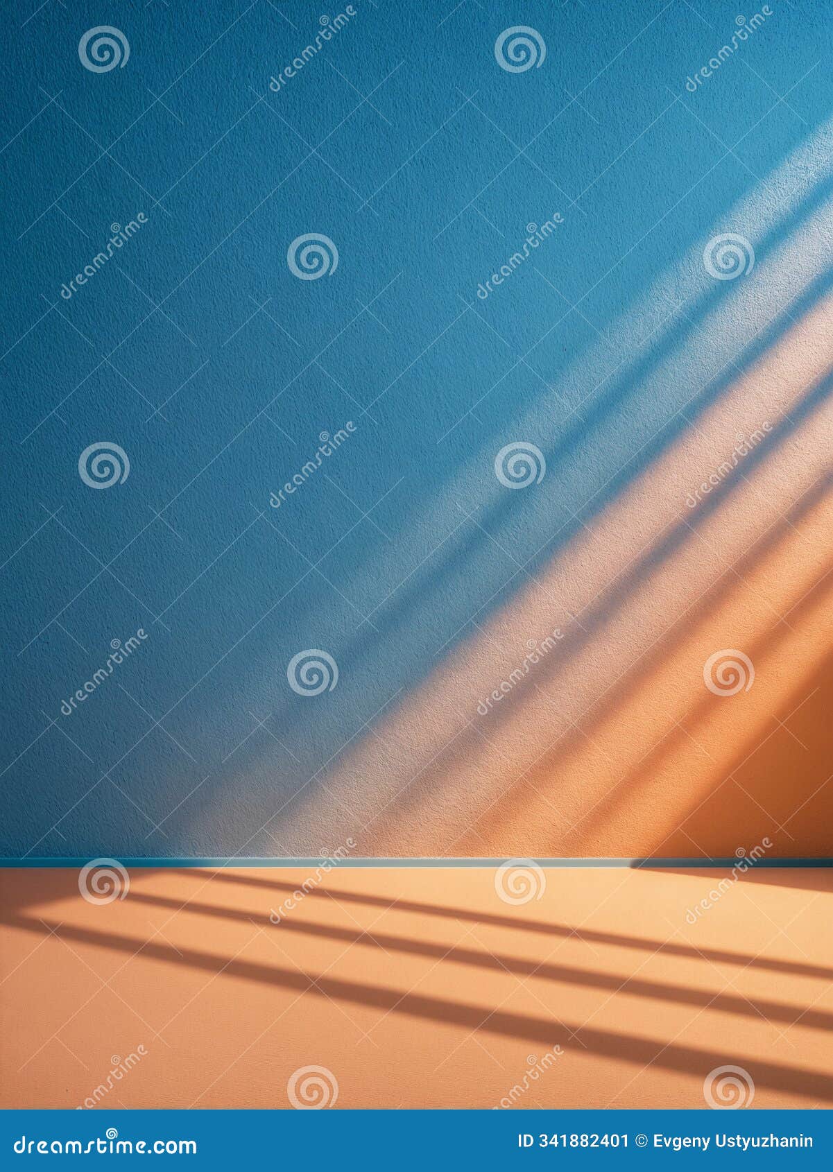 Background with Blurred Shadow on Blue Wall and Peach Color Floor Stock ...