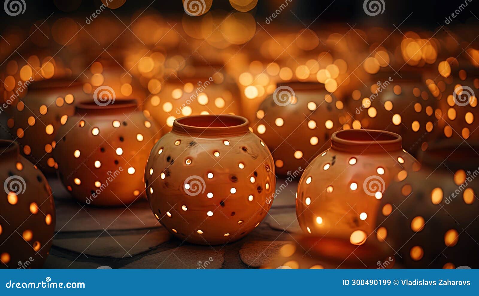 The Background with Blurry Light Dots and Lighting on Terracotta Stock ...