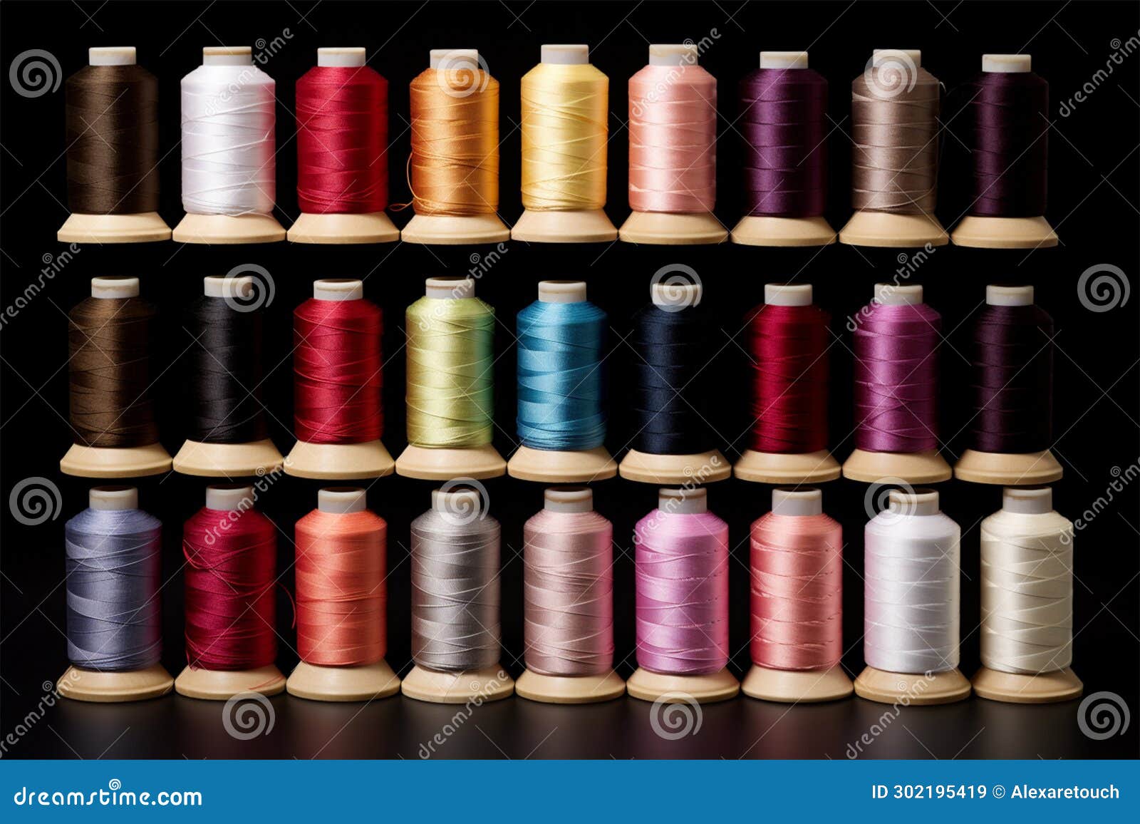 Background from Bobbins with Multi-colored Sewing Threads Stock Image ...