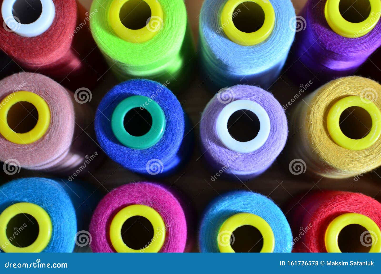 Background of Bobbins with Multicolored Threads for Sewing. Needlework ...