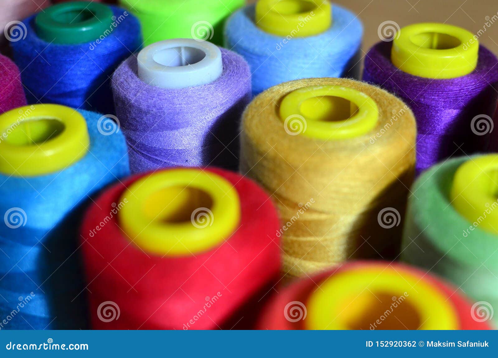 Background of Bobbins with Multicolored Threads for Sewing. Needlework ...