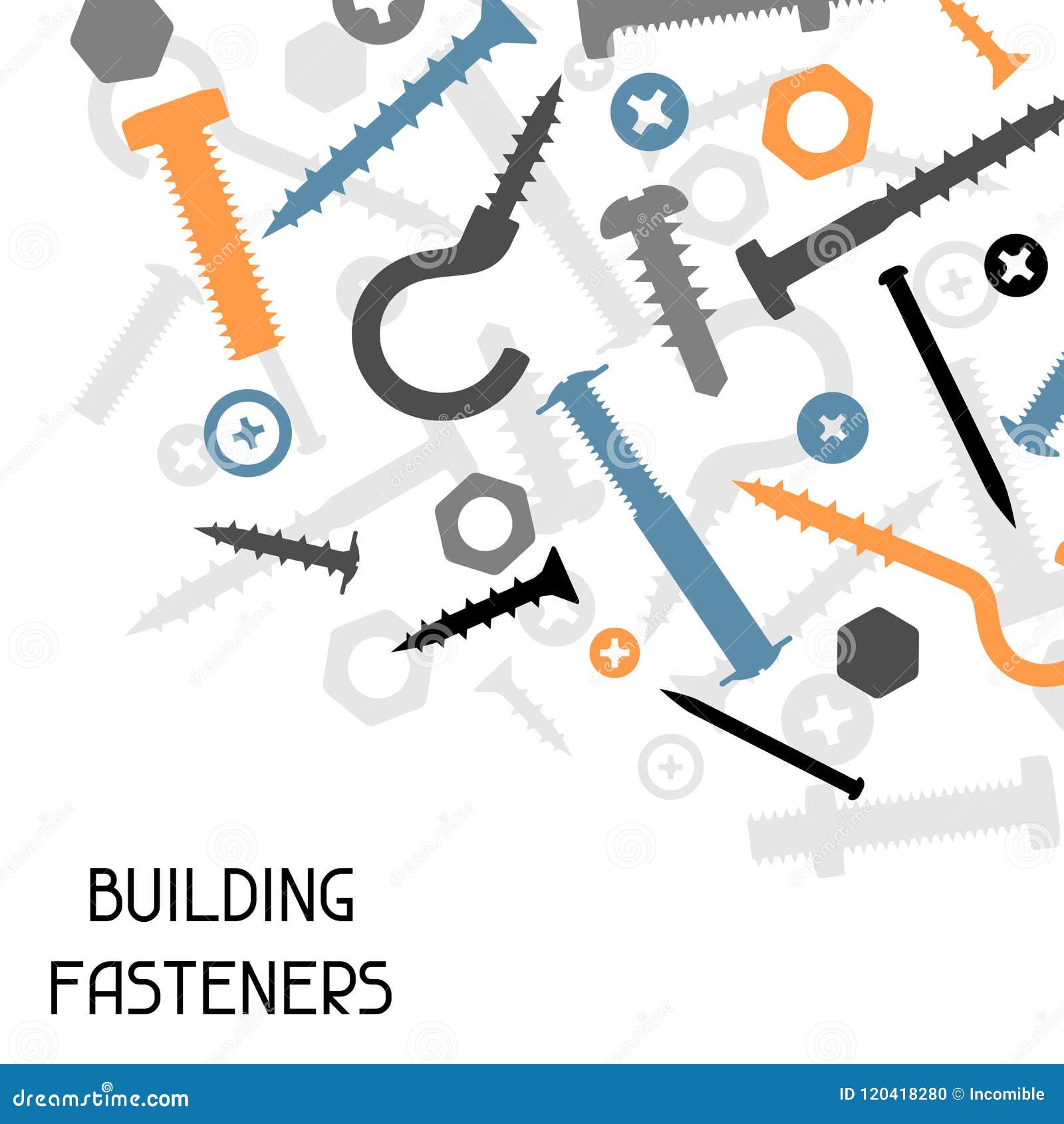 Background with Bolts Nuts Nails. Stock Vector - Illustration of ...