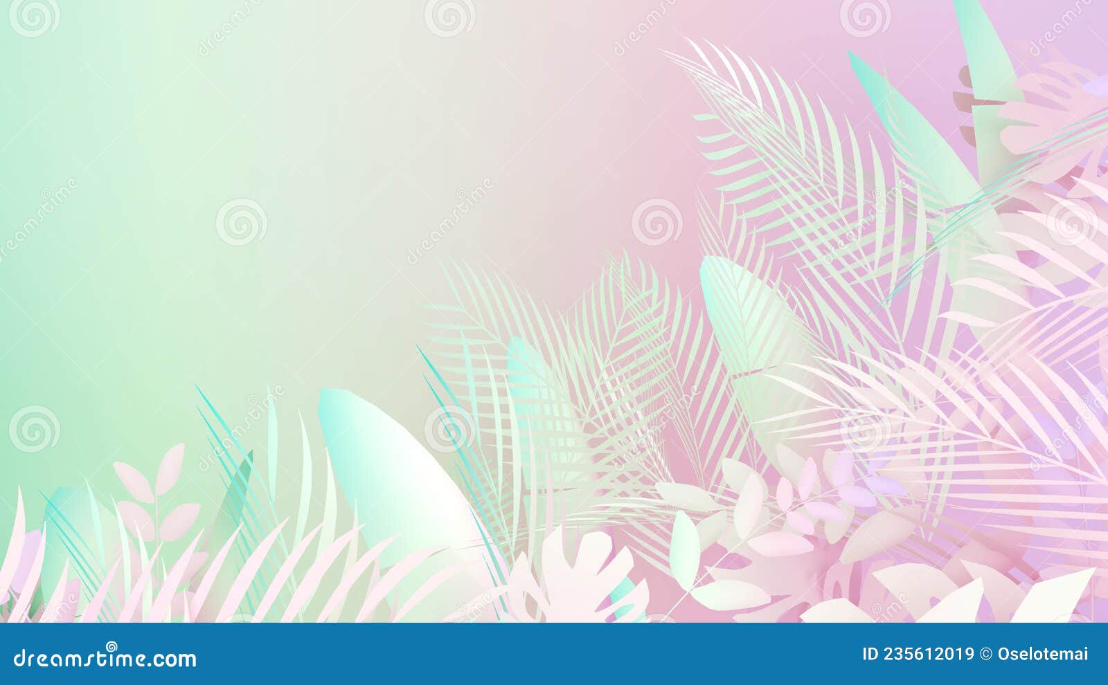 On a Background of Botanical Leaves,pastel Leaf Frame Stock ...